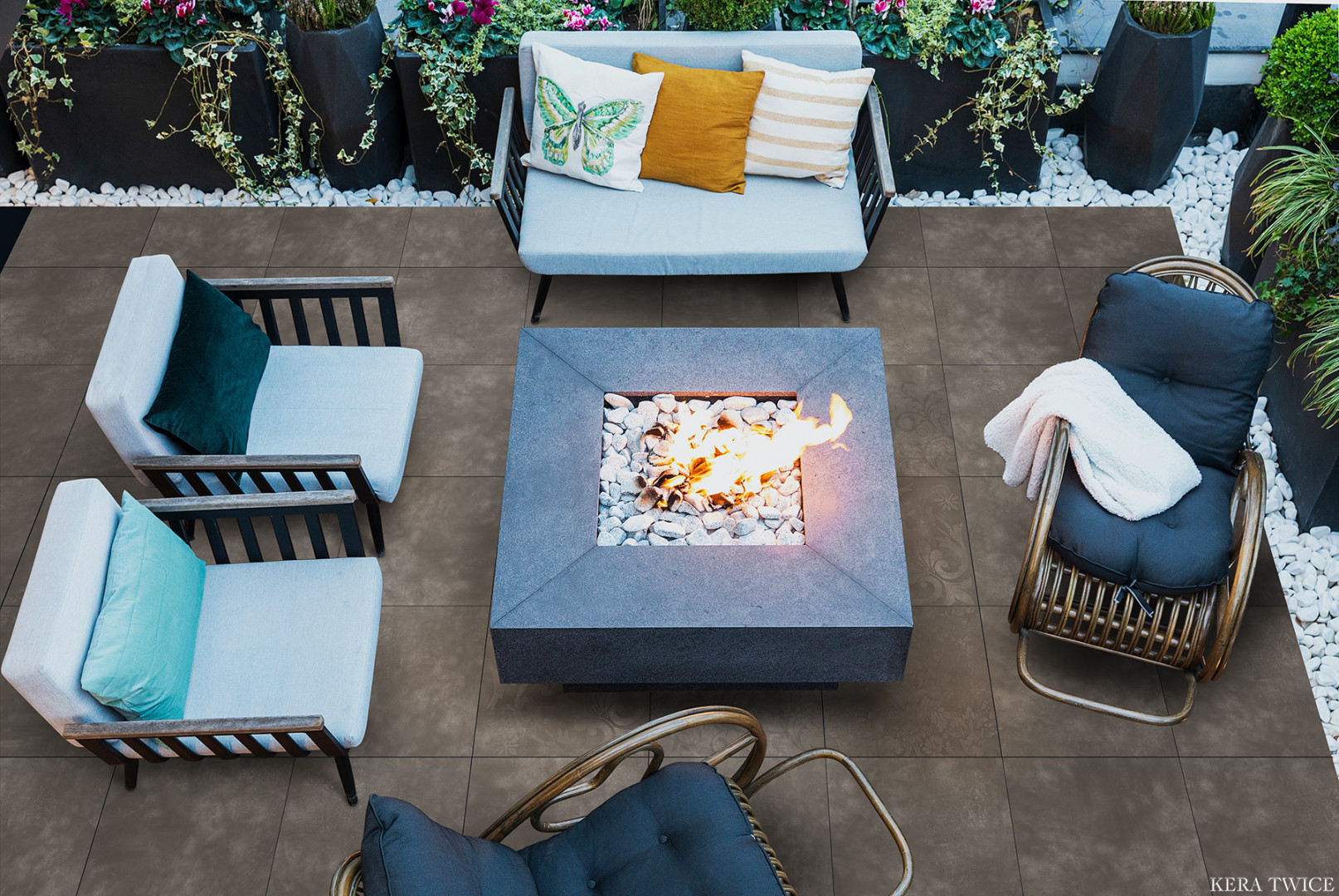 Kera Twice Fiammato Antracite Decor 60x60x5 cm | Bestratingsweb.nl